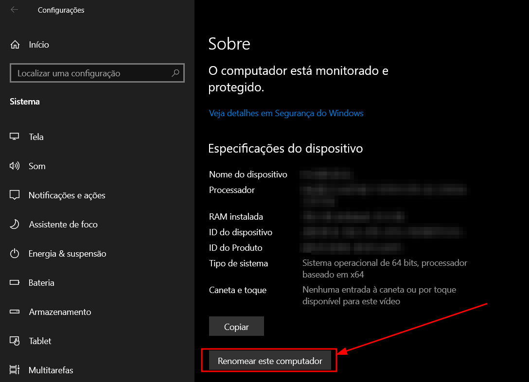 Alterar hostname no Windows