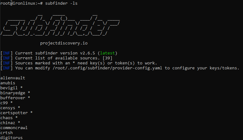 Iron Linux - Enumeração de subdomínios com subfinder